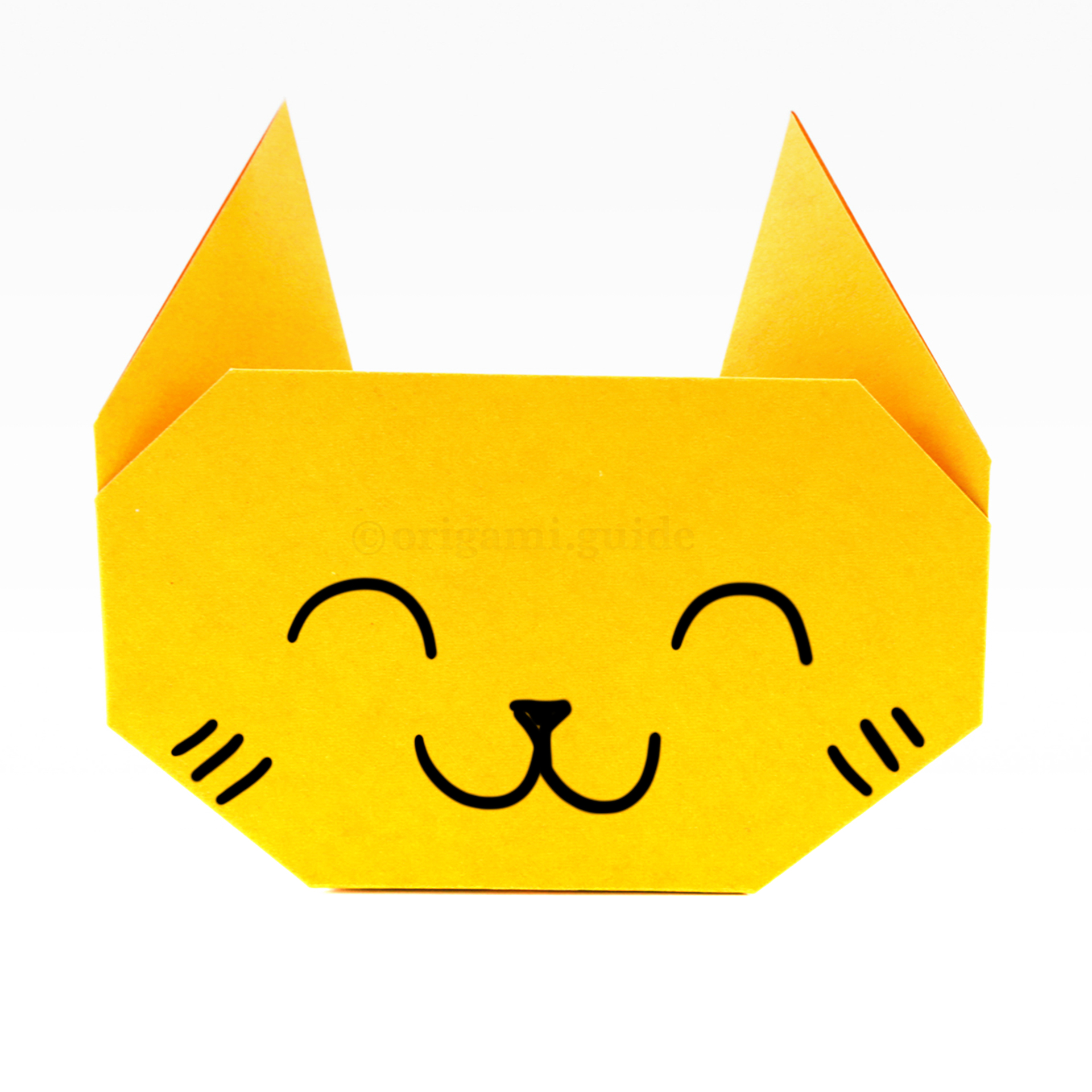 How To Make An Easy Origami Cat Face Folding Instructions Origami Guide